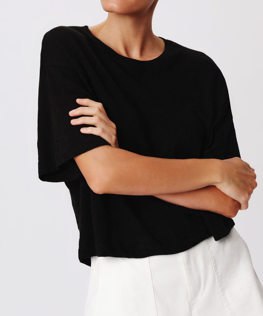 ATM Anthony Thomas Melillo Women's Slub Jersey Crew Neck Tee - Black