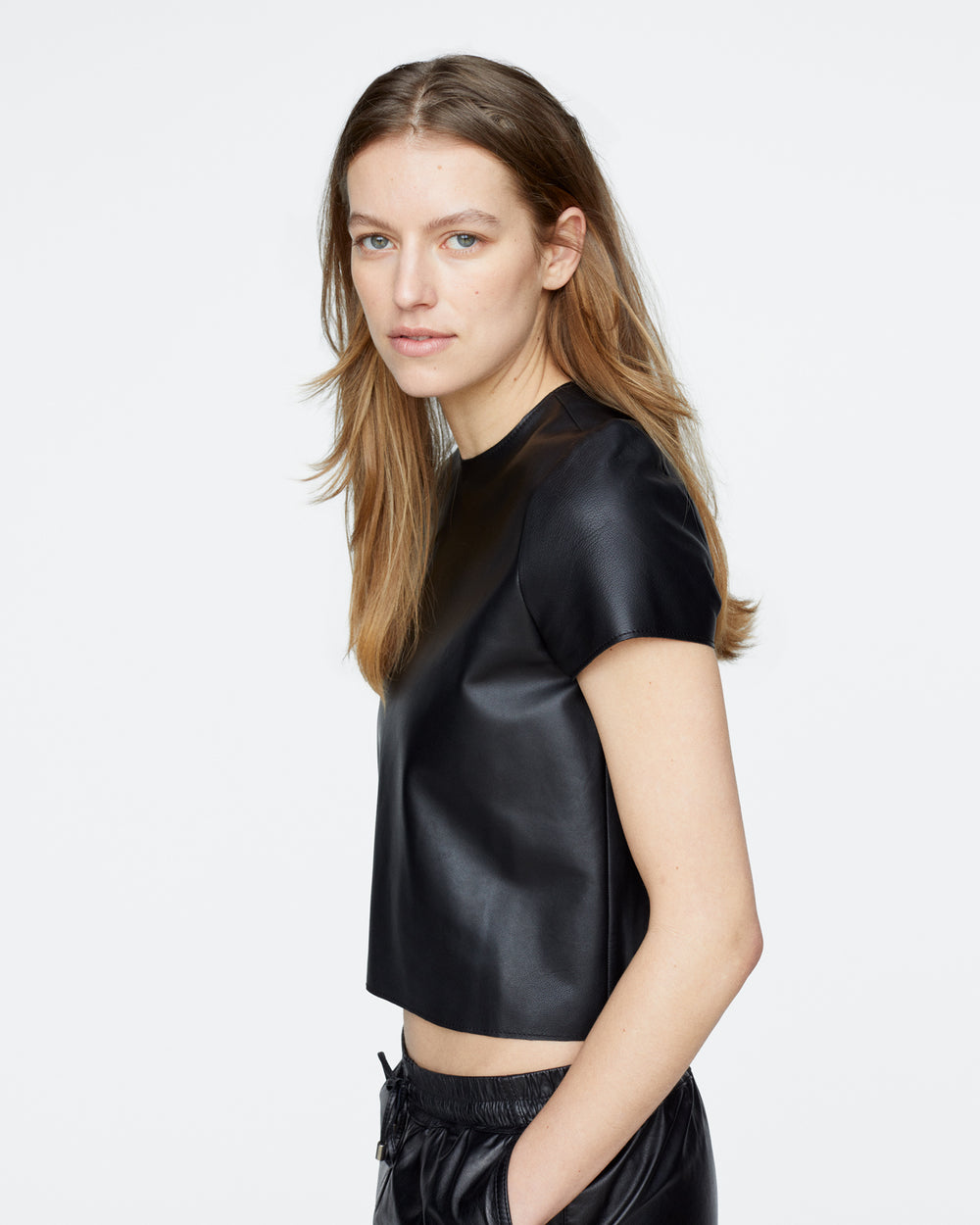 Leather School Boy Tee - Black